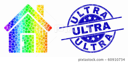 Vector Bright Dot Home Icon and Scratched Ultra... - Stock Illustration ...