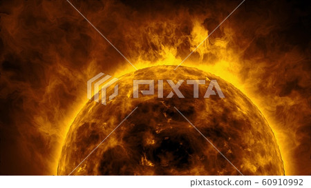 Sun surface with heat solar waves and flames - Stock Illustration ...