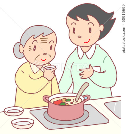 Care recipient, cooking support - Stock Illustration [60916699] - PIXTA
