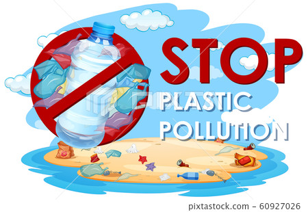 Poster design with plastic bags and bottles - Stock Illustration ...