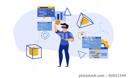 Vector game tech VR virtual reality technology - Stock Illustration ...