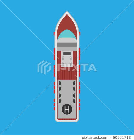 Cruise ship top view vector flat icon. Ocean boat - Stock Illustration ...