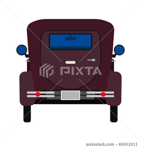 Retro car vector flat icon back view. Classic - Stock Illustration ...