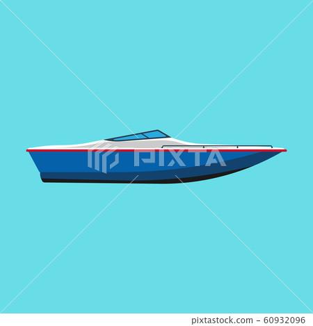 Speedboat side view vector flat icon. Motor cruise - Stock Illustration ...