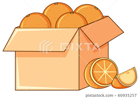 Box of oranges on white background - Stock Illustration [60935257] - PIXTA