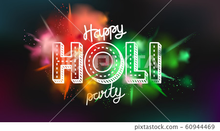 Happy Holi party Color powder explosion on dark - Stock Illustration ...
