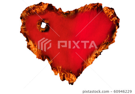 Burned heart on white isolated background. Concept - Stock Illustration ...