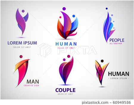 Man, human logos. People, community, creative... - Stock Illustration ...