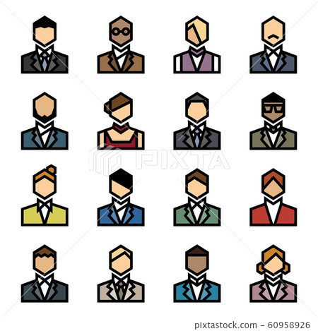 ordinary people icon set. Editable stroke. 48 x... - Stock Illustration ...