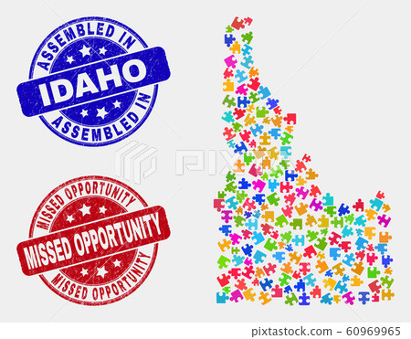 Bundle Idaho State Map and Distress Assembled... - Stock Illustration ...