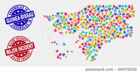 Puzzle Guinea-Bissau Map and Scratched... - Stock Illustration ...