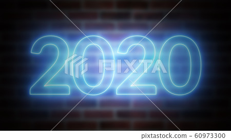 New Year neon sign 2020 on a background of... - Stock Illustration ...