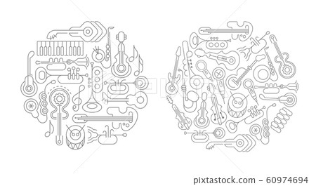 Two options Line art Musical Instruments - Stock Illustration [60974694 ...