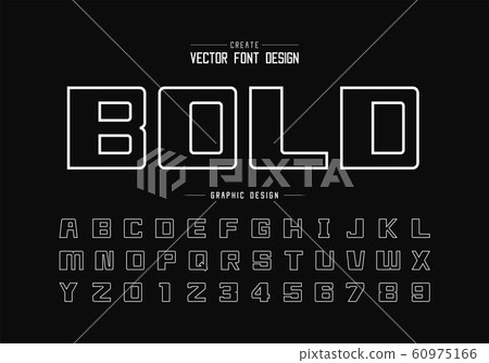Line font and bold alphabet vector, Square... - Stock Illustration ...