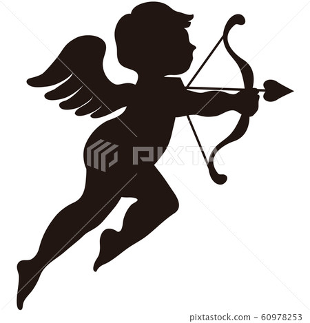 Valentine Cupid Love Angel Silhouette Shadow... - Stock Illustration ...