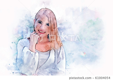 Abstract colorful beautiful woman smile... - Stock Illustration ...