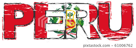 Word PERU with Peruvian national flag under it, - Stock Illustration ...