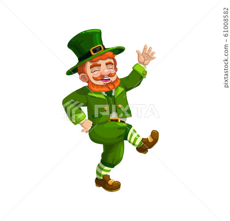 Leprechaun in dance isolated bearded Irish man - Stock Illustration ...