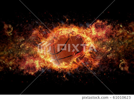 Basketball ball wrapped in fire - Stock Illustration [61010623] - PIXTA