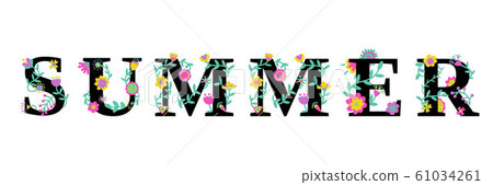 Summer typography text design decorated with... - Stock Illustration ...