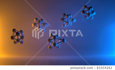 molecule colorful illustration over orange and... - Stock Illustration ...