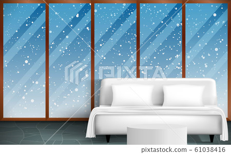 view of bedroom in the snow day - Stock Illustration [61038416] - PIXTA