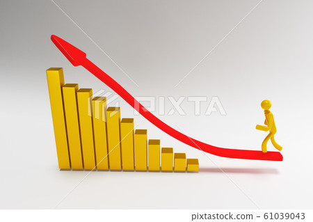 3d figures, person going up on the red arrow.... - Stock Illustration ...