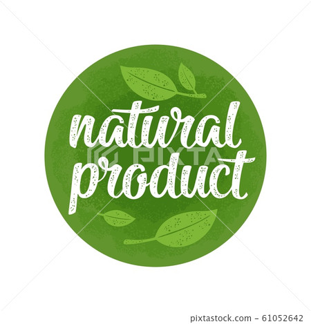 Natural product lettering with leaf. Vector - Stock Illustration ...