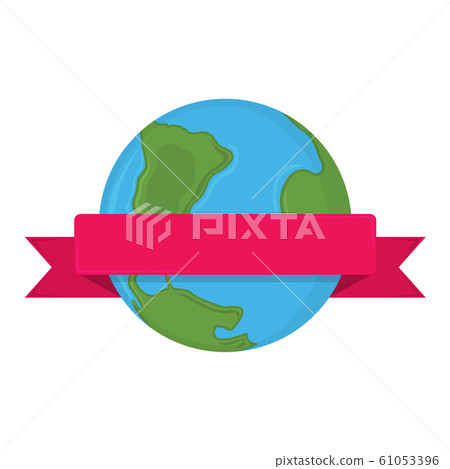 Earth with Ribbon Label, Badge and Banner. Concept - Stock Illustration ...