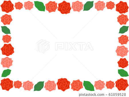 Rectangular frame red rose - Stock Illustration [61059528] - PIXTA