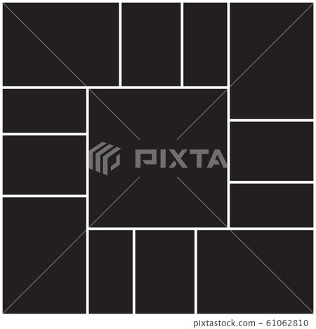 Photo collage pattern. White frames, black pattern - Stock Illustration [61062810] - PIXTA