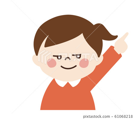 Girl (Smiley face, pointing pose, right) - Stock Illustration [61068218 ...