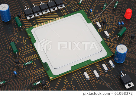 CPU, computer processor unit. 3D rendering-插圖素材 [61098372] - PIXTA圖庫