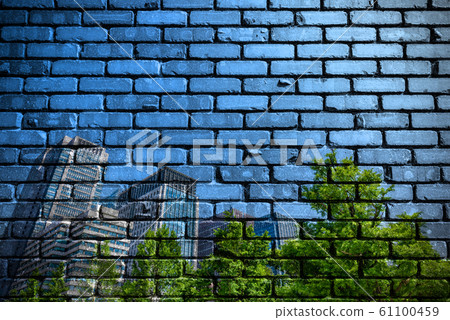 Skyscrapers in early summer: brick style - Stock Illustration [61100459 ...