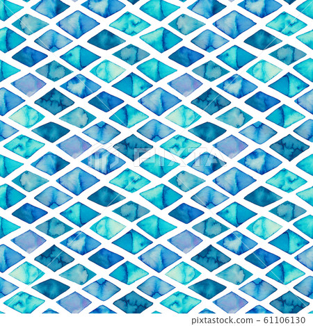 Rhombus blue watercolor seamless pattern. - Stock Illustration ...