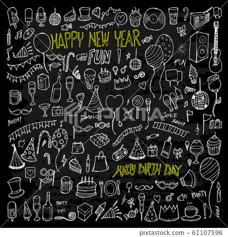 Set of Party Drawing illustration Hand drawn - Stock Illustration ...