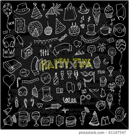 Set of Party Drawing illustration Hand drawn-插圖素材 [61107597] - PIXTA圖庫