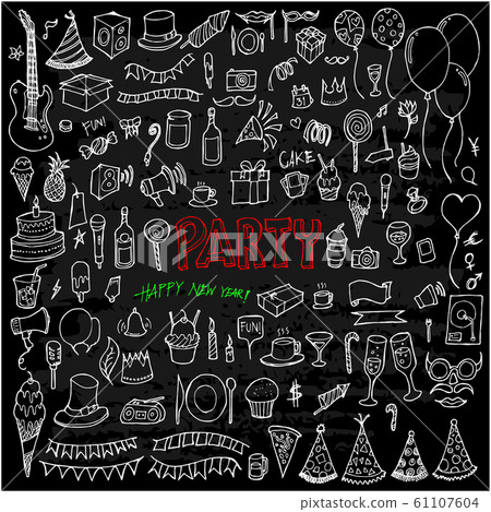 Set of Party Drawing illustration Hand drawn - Stock Illustration ...