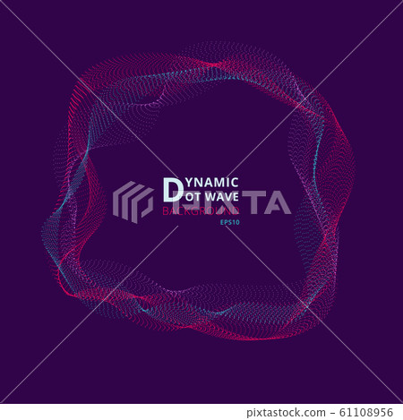 Abstract dynamic round frame particles waves on - Stock Illustration ...