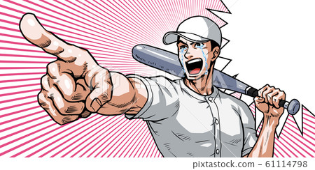 Baseball, koshien, pointing, bat, speech... - Stock Illustration ...