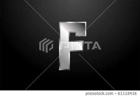silver metal alphabet letter F logo icon design - Stock Illustration ...