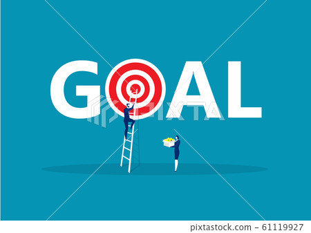 business man climbing stairs to goal...-插圖素材 [61119927] - PIXTA圖庫
