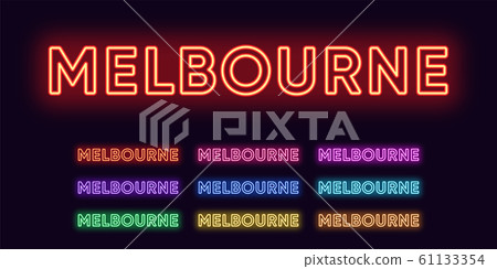 Neon Melbourne name, city in Australia. Neon text - Stock Illustration ...