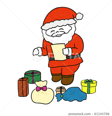 Santa Claus counting presents - Stock Illustration [61143798] - PIXTA