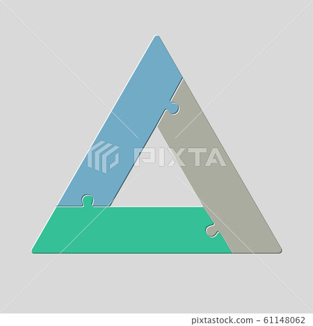 Three pieces puzzle triangle diagram info graphic - Stock Illustration ...