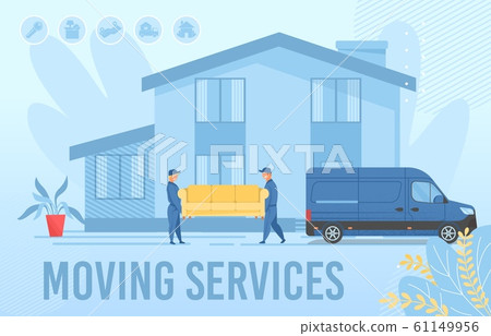 Moving Services Advertising Web Page Banner Layout - Stock Illustration ...