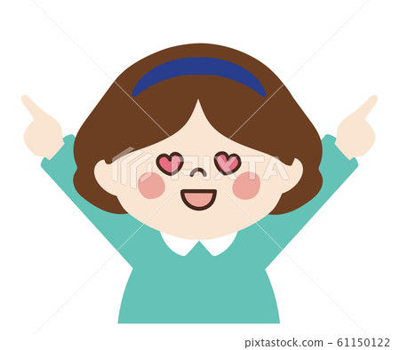 Little girl ③ (Eyes in heart, pointing pose,... - Stock Illustration ...