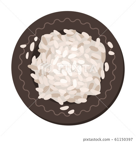 White Dried Rice in Ceramic Plate, View from... - Stock Illustration ...