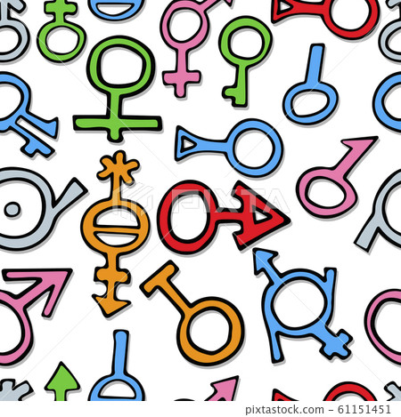 different multicolored gender symbols. doodle - Stock Illustration ...