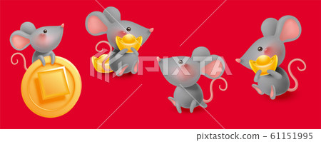 Cute mice holding gold ingots - Stock Illustration [61151995] - PIXTA